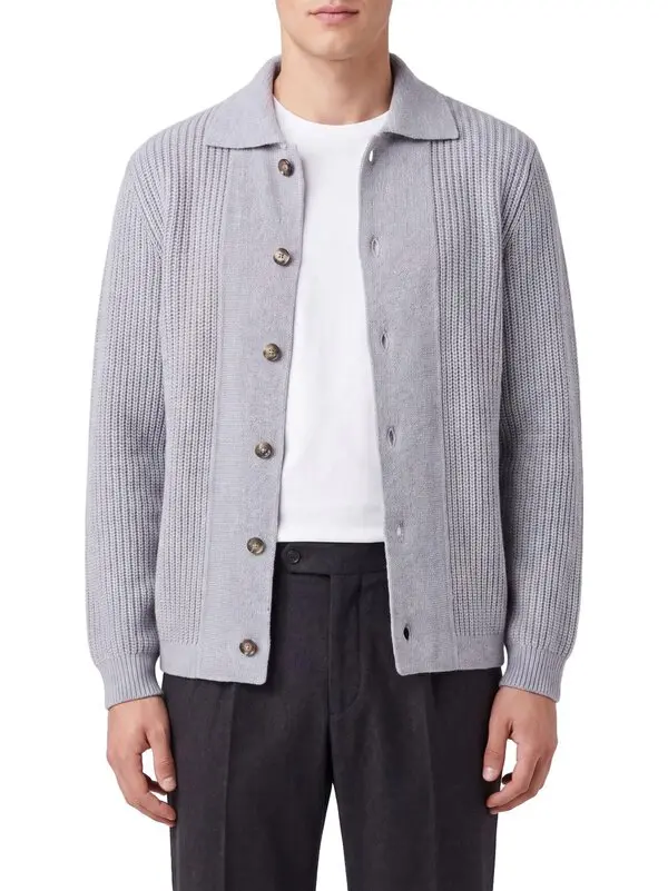 LARDINI Ribbed Knit Cardigan - Grey