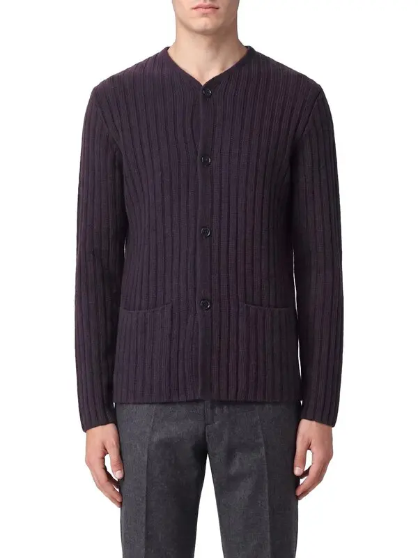 LARDINI Ribbed Cardigan - Brown