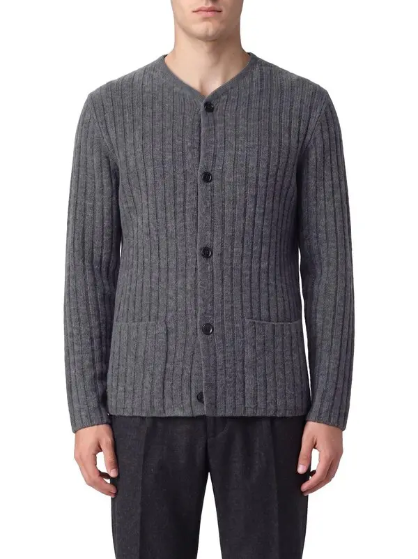 LARDINI Ribbed Cardigan - Grey