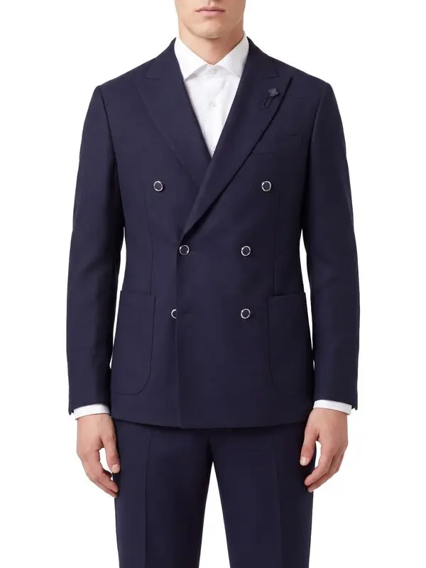 LARDINI Double Breasted Jacket - Blue