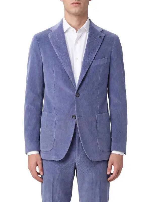 Tagliatore Single Breasted Corduroy Jacket - Blue