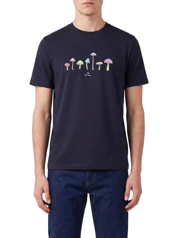 Paul Smith Graphic Print Logo Short-sleeved Cotton T-shirt - Black