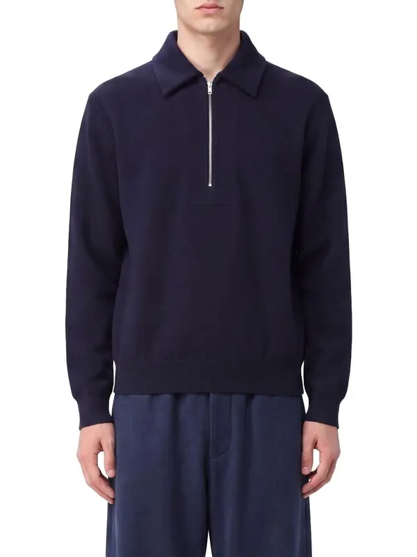 JIL SANDER Zip-up Collared Sweatshirt - Blue