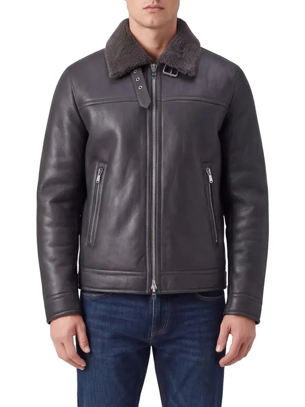 DONDUP Leather Biker Jacket With Shearling Collar - Green