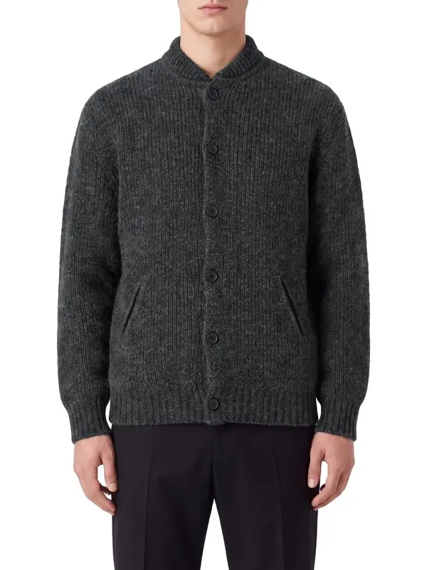 Giorgio Armani Ribbed Button-up Sweater - Grey