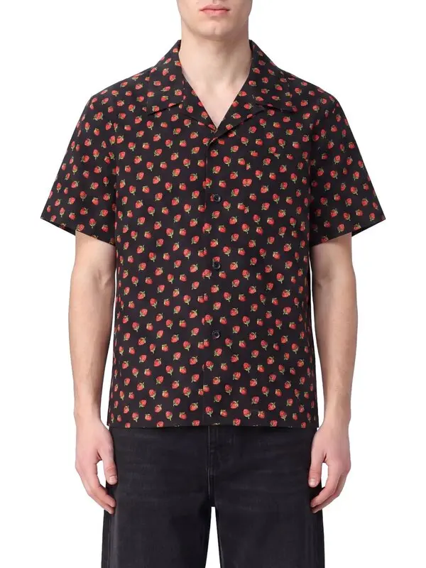 JW Anderson Fruit Print Short-sleeved Cotton Bowling Shirt - Black