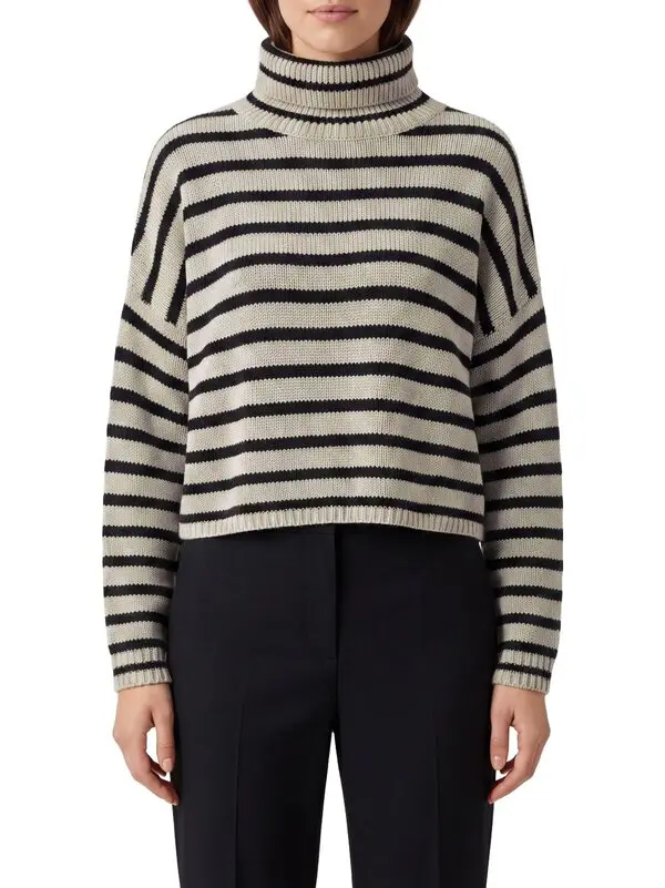 LISA YANG Striped Turtleneck Sweater - White