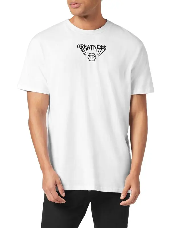 Philipp Plein Cotton Jersey T-shirt With Contrasting Embroidered Front Logo - White