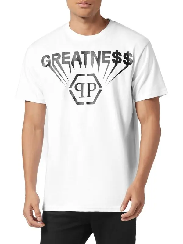 Philipp Plein Cotton Jersey T-shirt With Maxi Front Logo Print - White