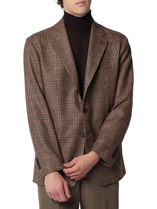 Tagliatore Plaid Blazer - Brown
