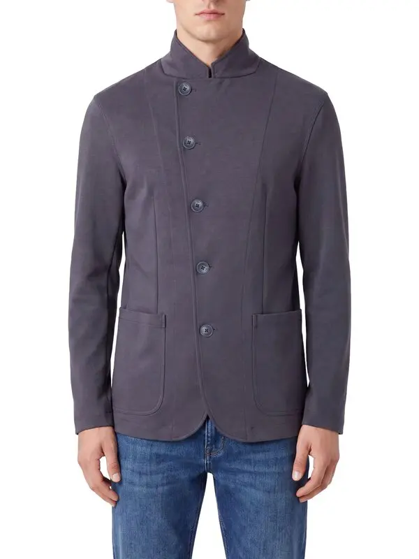 Emporio Armani Collared Button Detailed Jacket - Grey