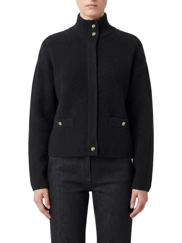 Liu Jo Textured Knit Jacket With Button Detail - Black