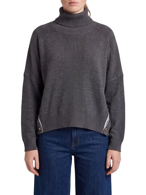 Liu Jo Turtleneck Sweater With Button Detail - Grey