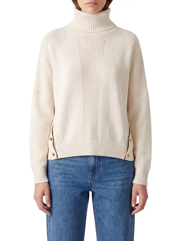 Liu Jo Turtleneck Sweater With Button Detail - White