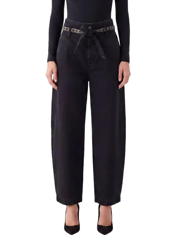 Liu Jo Wide Leg Belted Pants - Black