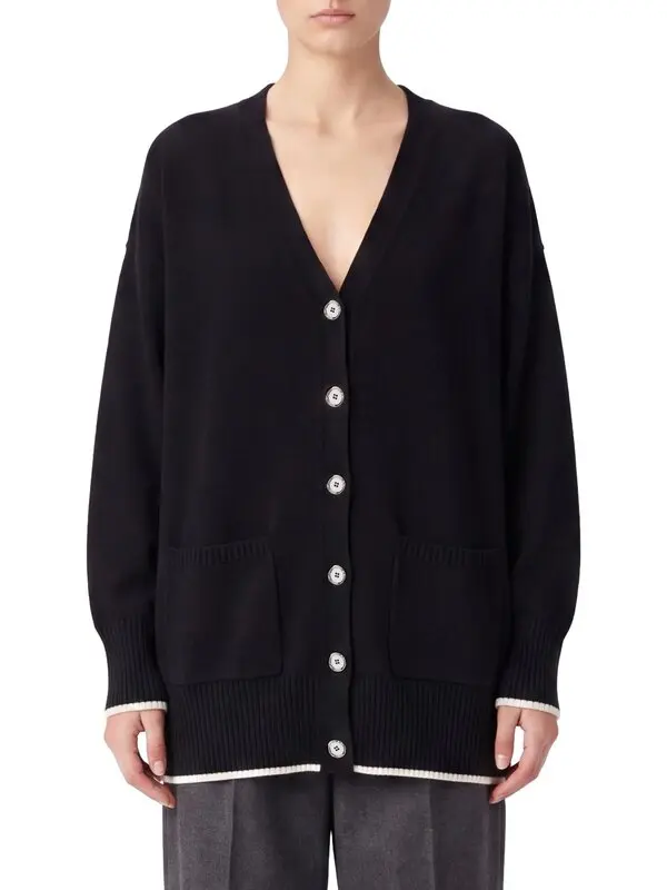 Pinko Button-detailed V-neck Cardigan - Black