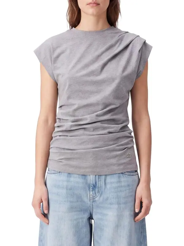 GANNI Draped Jersey Top - Grey
