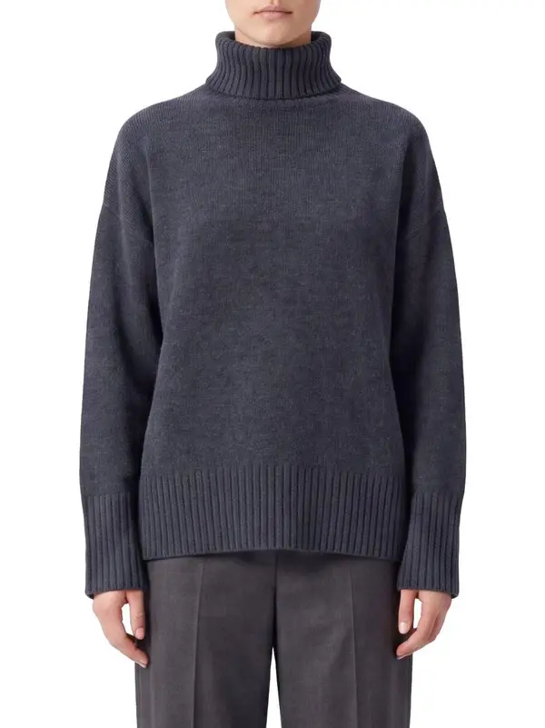 Pinko High Neck Ribbed Knit Pullover - Grey