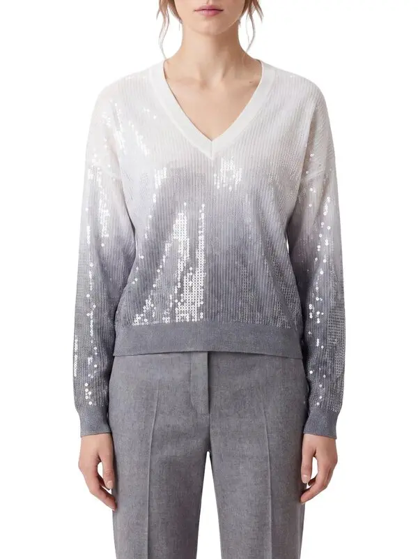Liu Jo Sequined V-neck Sweater - Grey