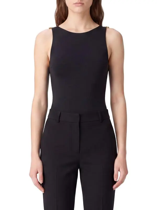 Elisabetta Franchi Bodysuit With Gold-tone Embellishments - Black