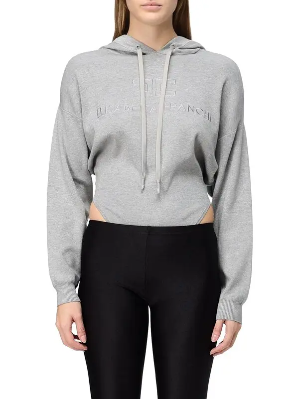 Elisabetta Franchi Embellished Logo Bodysuit - Grey