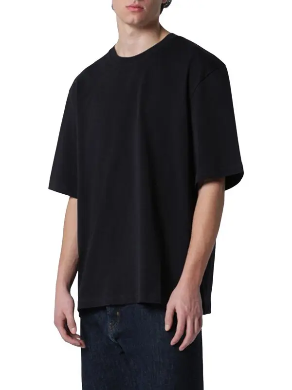 Studio Nicholson Relaxed Fit Cotton Crewneck T-shirt With Back Logo - Black