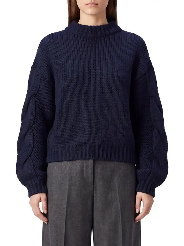LISA YANG Chunky Knit Sweater With Balloon Sleeves - Blue