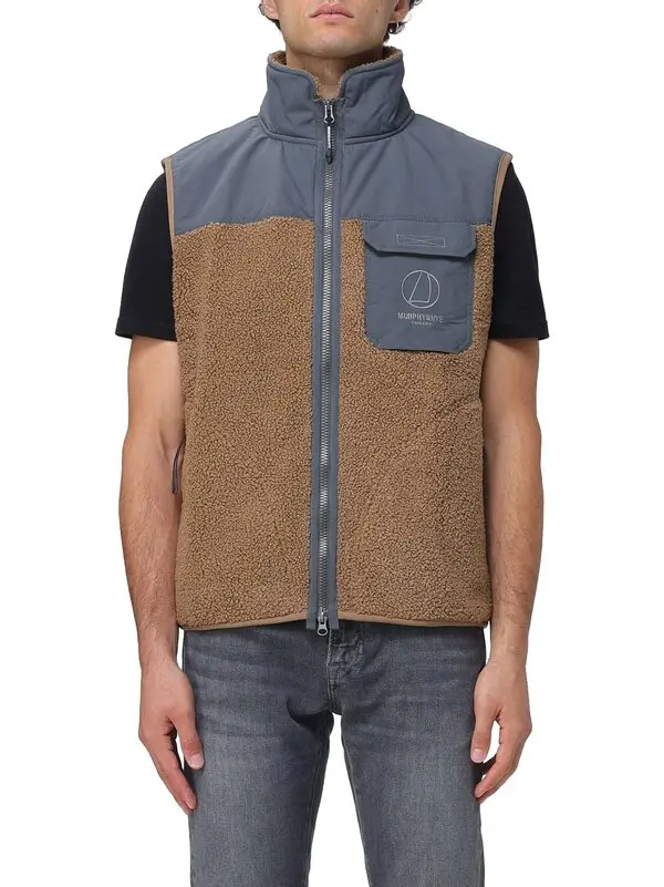 MURPHY&NYE Fleece Vest With Stand Collar And Zip-up Closure - Green