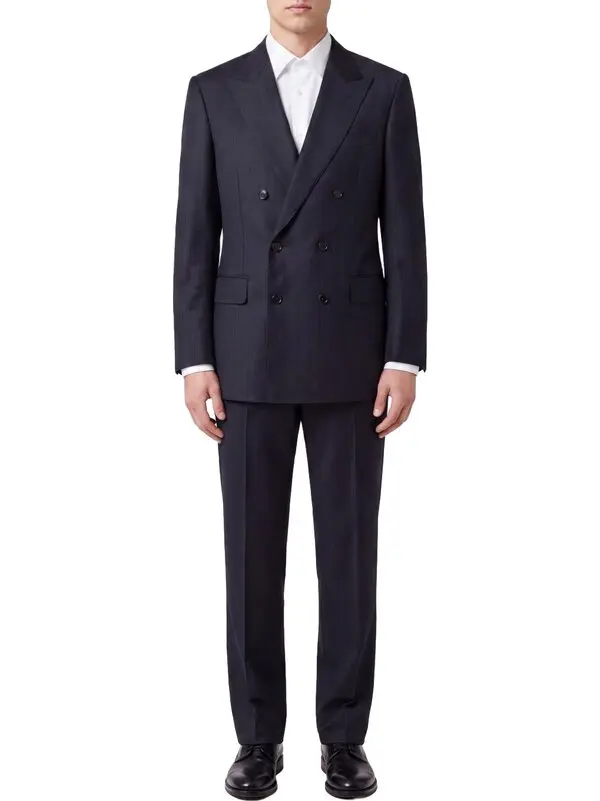 TOM FORD Double-breasted Pure Wool Suit With Peak Lapels - Blue