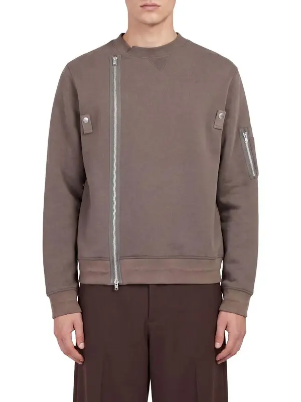 Sacai Asymmetrical Zip Sweatshirt - Brown