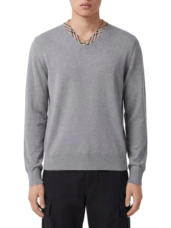 Burberry V-neck Sweatshirt - Grey