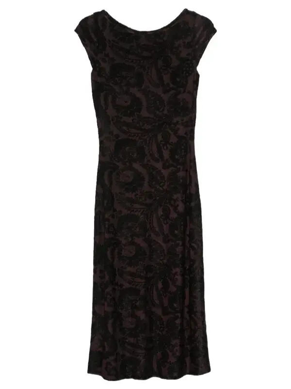 Etro Paisley Patterned Devoré Midi Dress - Black