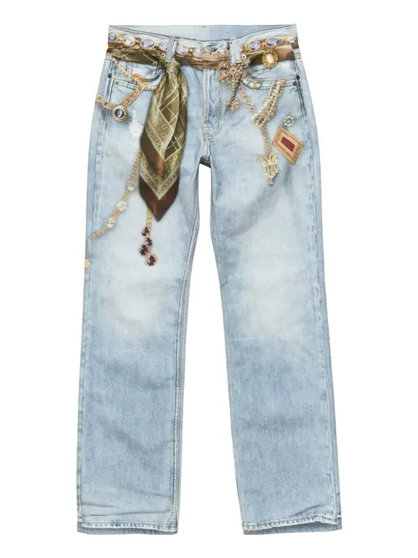Acne Studios Trompe-l'oeil Print Jeans - Light Blue