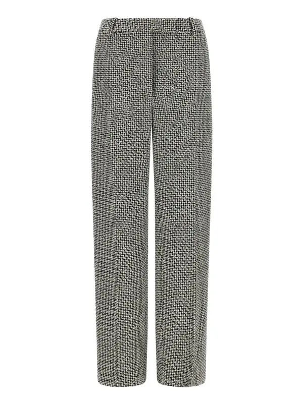 TOM FORD Wide-leg Houndstooth Pleated Trousers - White/black
