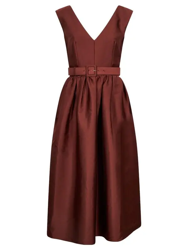 Roland Mouret Tie-front V-neck Midi Dress - Brown