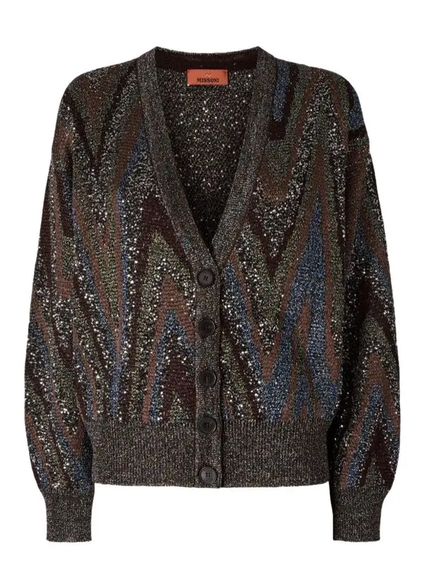Missoni Sequin-embellished Zigzag-knit Cardigan - No