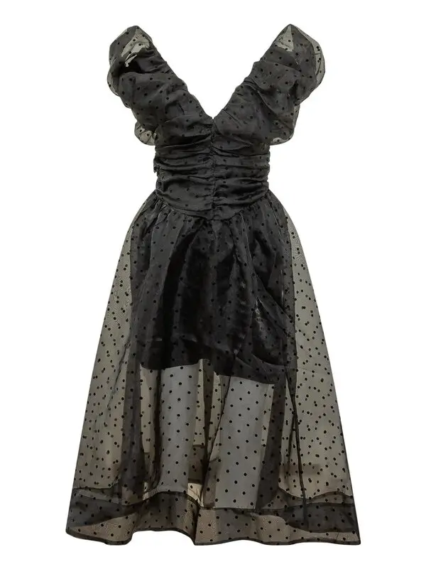 GANNI Polka Dot Sheer Maxi Dress - Black