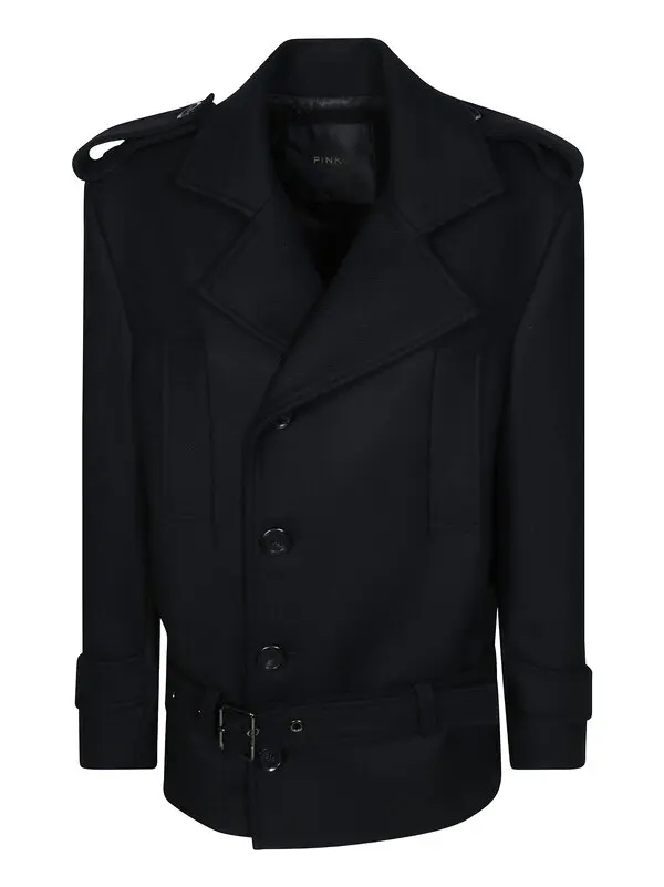 Pinko Double-breasted Caban Coat - Nero