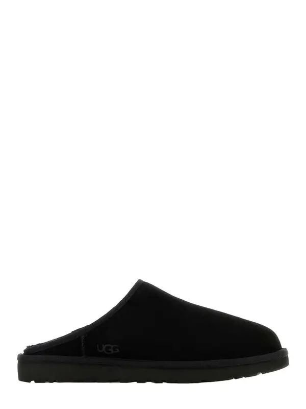 UGG Plush Shearling Lined Suede Slippers - Black