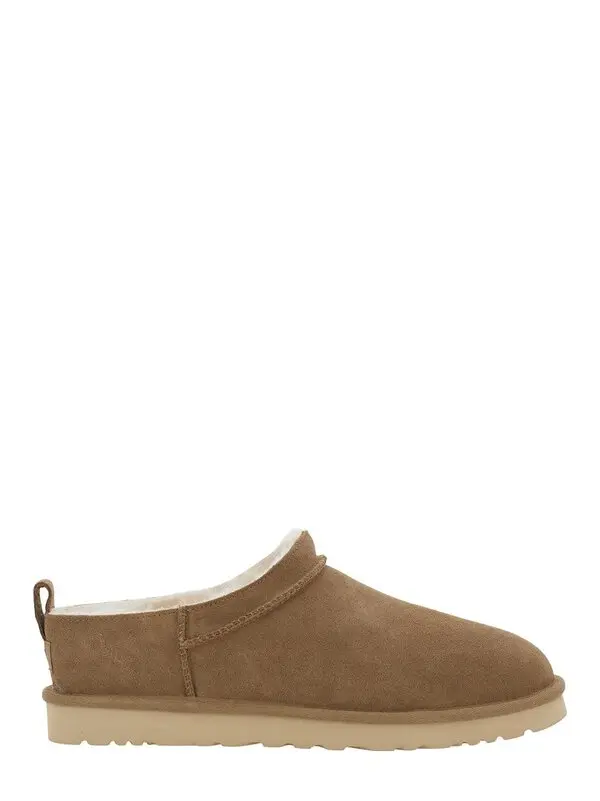 UGG Suede Faux Fur Lined Flat Mule Shoes - Brown