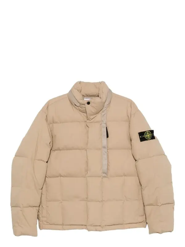 Stone Island Zip And Button Jacket With Side Pockets And Internal Storage - Beige