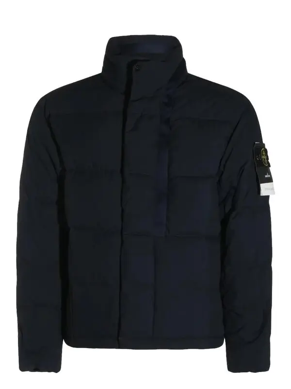 Stone Island Zip-front Jacket With Button Closure - Blu