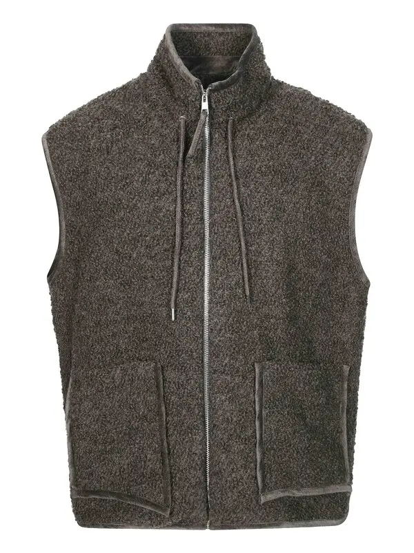 AMARANTO Quilted Teddy Vest - Marrone