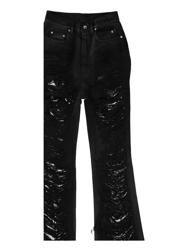 Rick Owens Wash Distressed Cotton Jeans - Black
