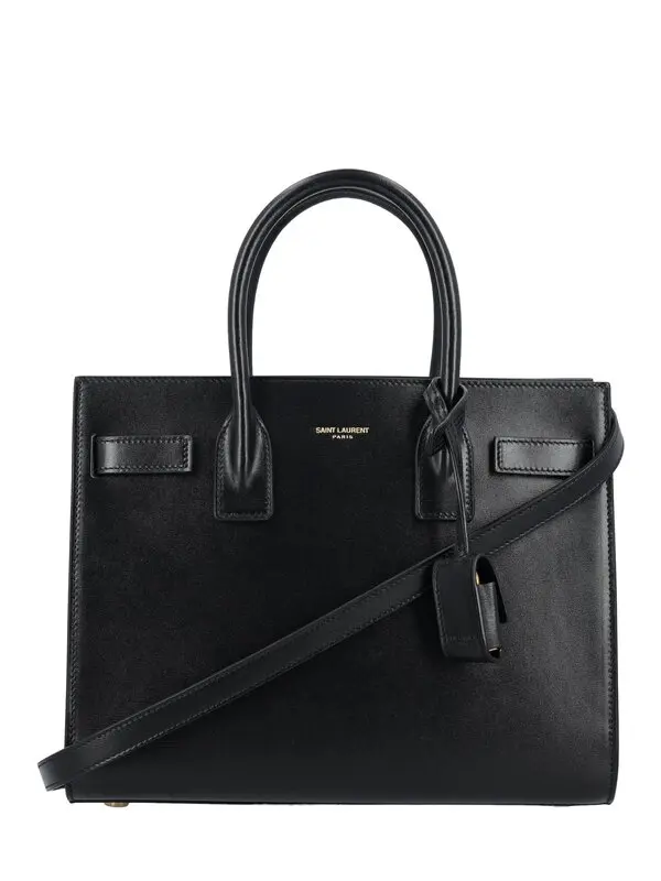 Saint Laurent Medium Leather Tote Bag - Nero