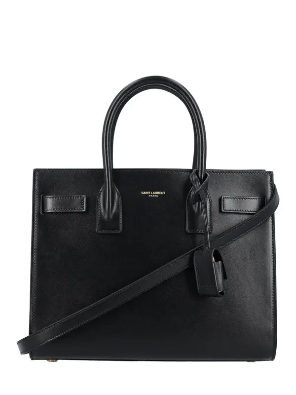 Saint Laurent Medium Leather Tote Bag - Nero