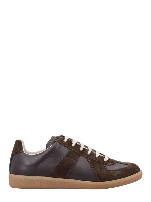 MAISON MARGIELA Replica Low-top Leather And Suede Trainers - Marrone