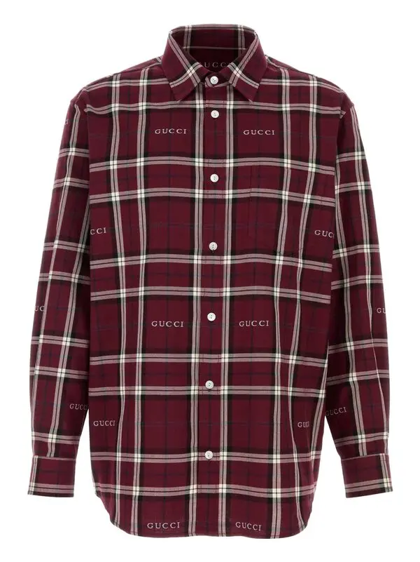 Gucci Embroidered Cotton Shirt - Checked