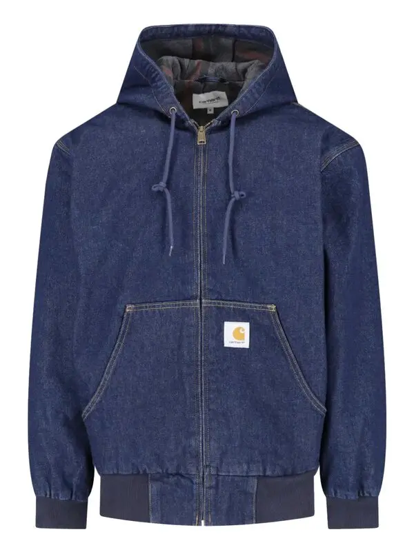 Carhartt Work In Progress Hooded Denim Zip Jacket - Blue