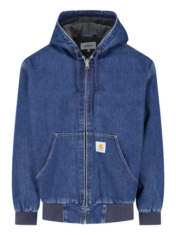 Carhartt Work In Progress Hooded Zip Denim Jacket - Blue